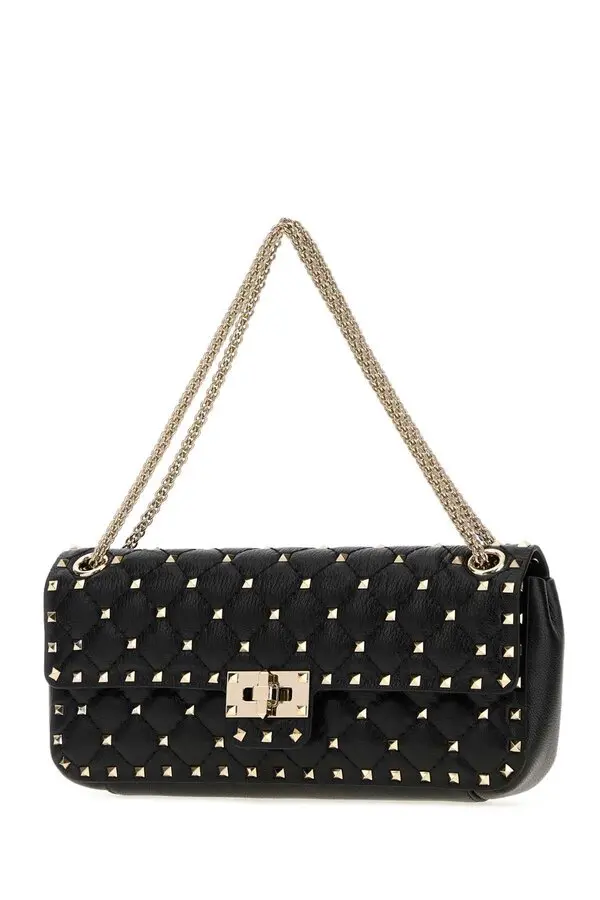 Valentino Garavani Leather Medium Rockstud Spike Shoulder Bag - Black