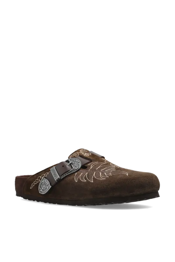 Etro X Birkenstock Embroidered Suede Mules