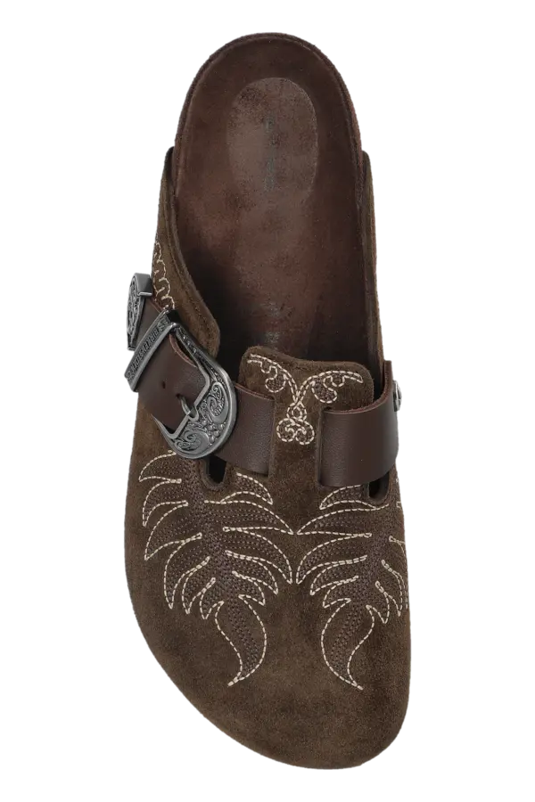 Etro X Birkenstock Embroidered Suede Mules