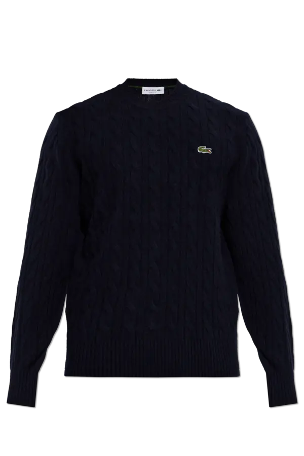 Lacoste Wool Sweater With Decorative Cable Knit