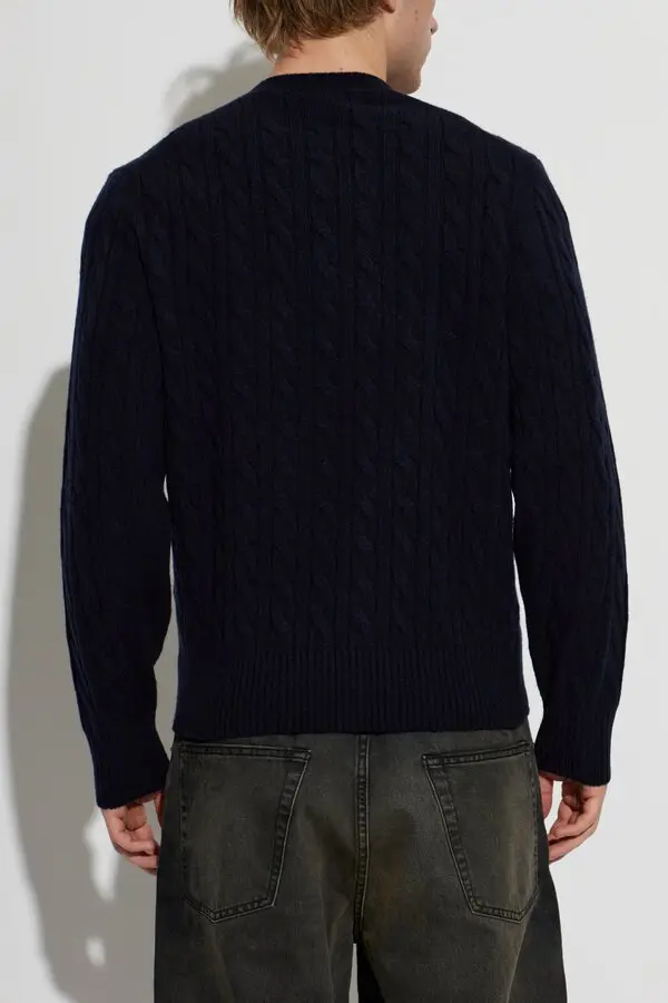 Lacoste Wool Sweater With Decorative Cable Knit