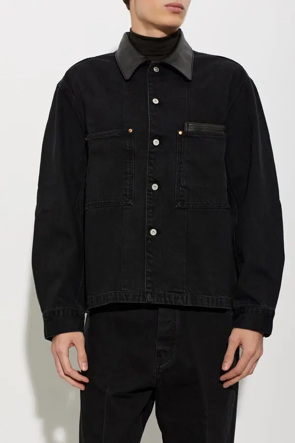 LEMAIRE Denim Jacket With Leather Collar