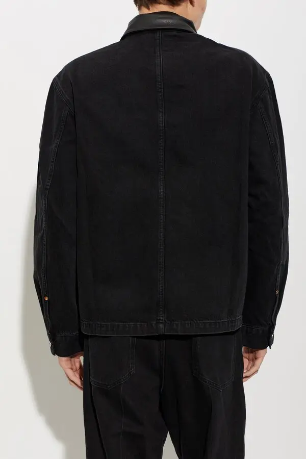 LEMAIRE Denim Jacket With Leather Collar