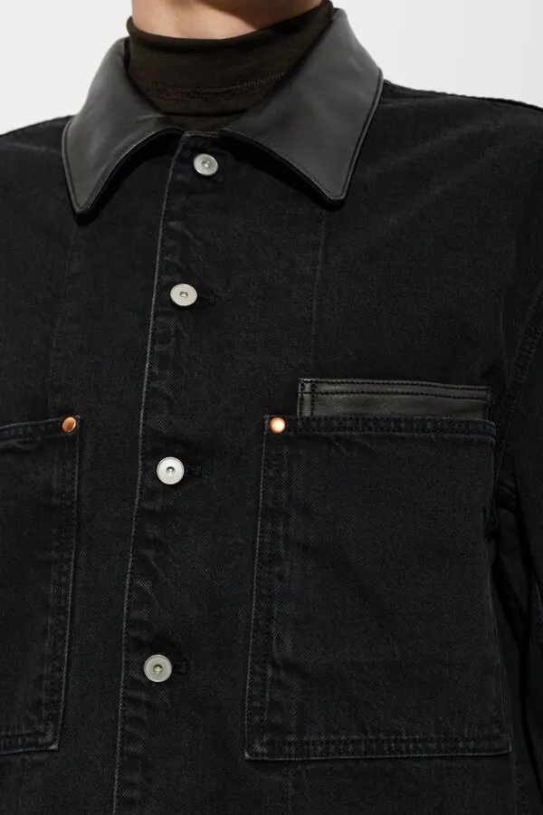 LEMAIRE Denim Jacket With Leather Collar