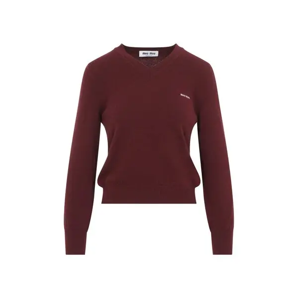 Miu Miu V Neck Sweater - Red