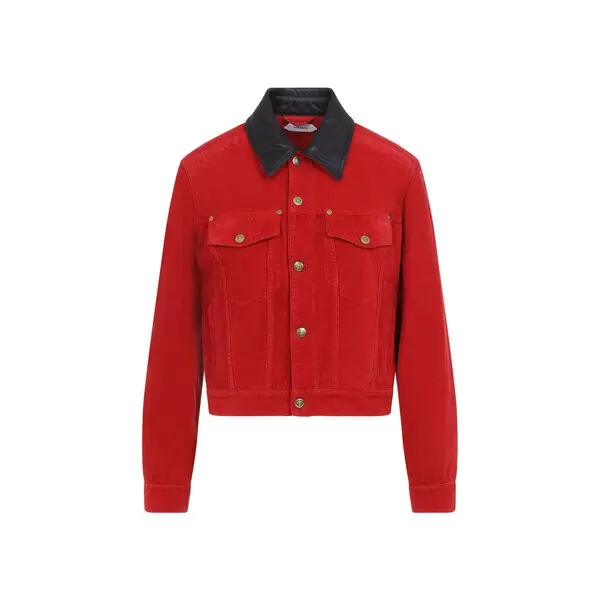 Versace Denim Garment-dyed Jacket - Red
