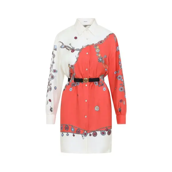 Versace Twill Silk Stolen Jewels Dress - Multicolor