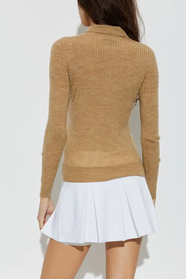 Lacoste Fitted Wool Polo Sweater