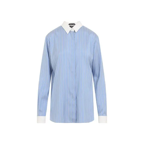 TOM FORD Striped Silk Shirt - Blue