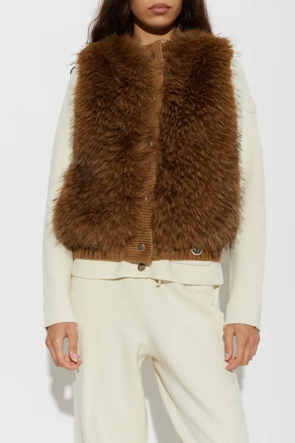 Moncler Fur And Quilted Vest By
