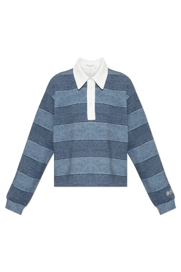 Rag & Bone Striped Pattern Polo Shirt - Blue