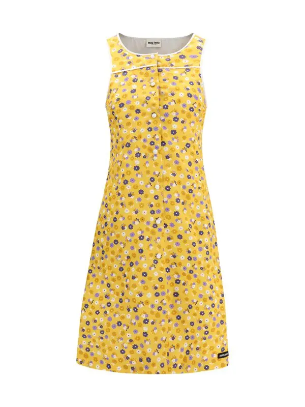 Miu Miu Floral Midi Dress - Yellow