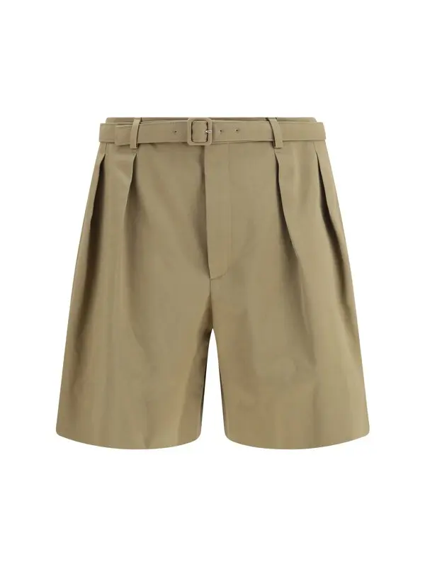Saint Laurent Pleated Belt Shorts - Cream