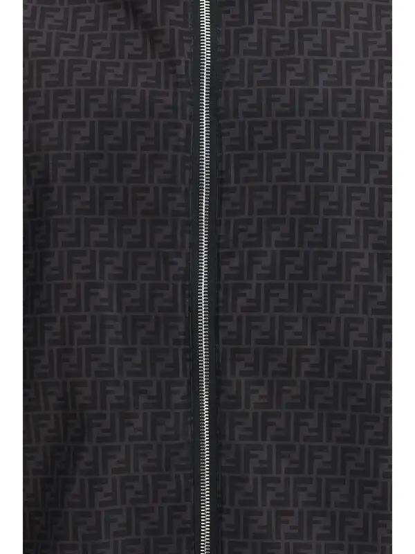 Fendi Ff Jacquard Zipped Reversible Windbreaker - Black