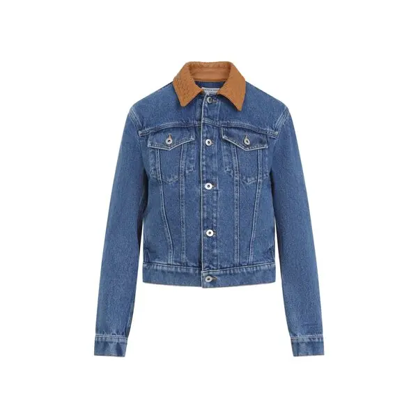 Bottega Veneta Denim Intrecciato Collar Jacket - Blue