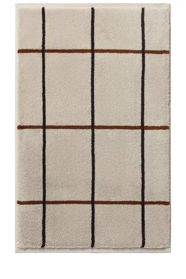 PARACHUTE Organic Plush Tub Mat In Multi - Bone Windowpane