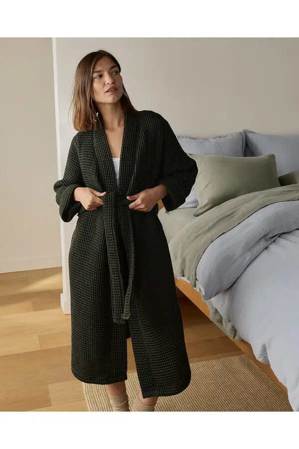 PARACHUTE Waffle Robe In Dark Green