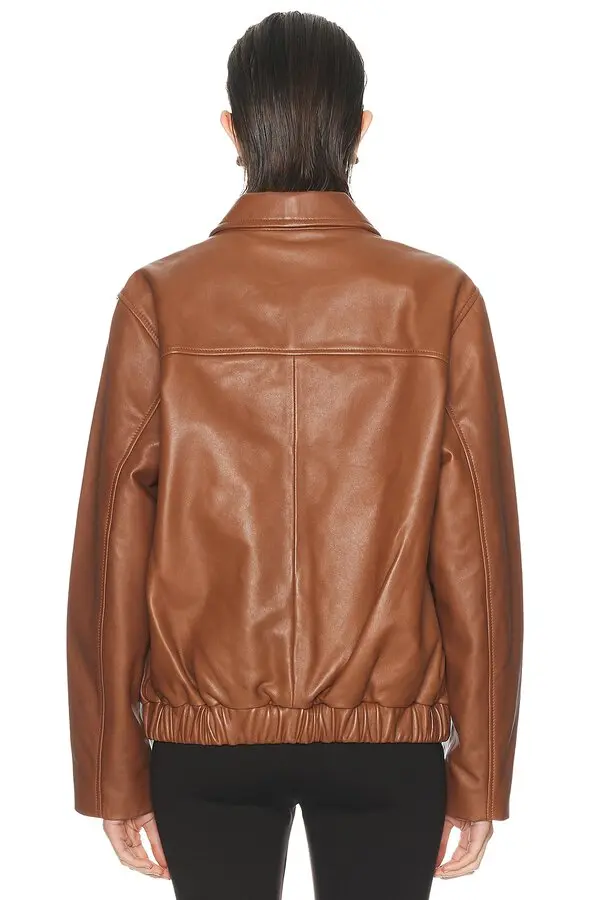 Citizens Of Humanity Zip Front Bomber Jacket In Brown
