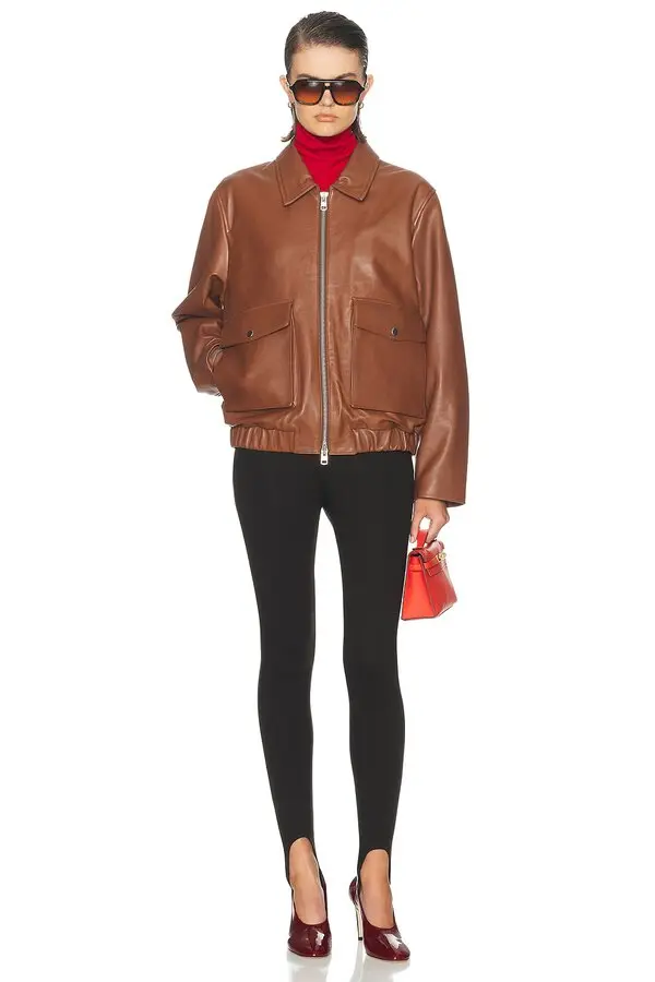Citizens Of Humanity Zip Front Bomber Jacket In Brown