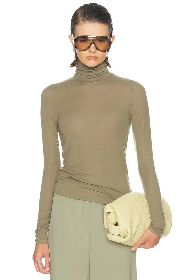 AGOLDE Pascale Turtleneck Top In Sage - Canopy