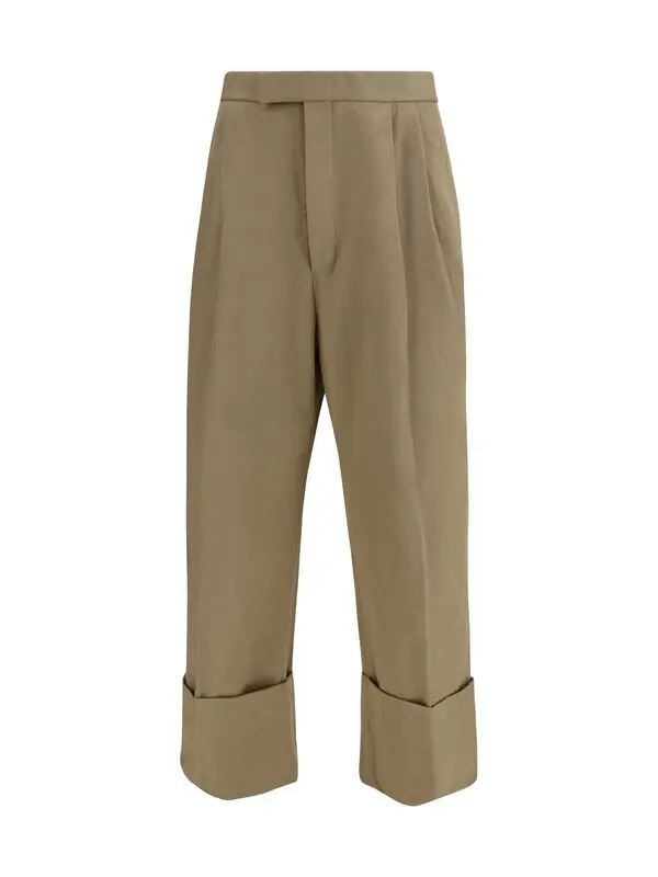 Thom Browne Cotton Gabardine Pants With Double Pleats