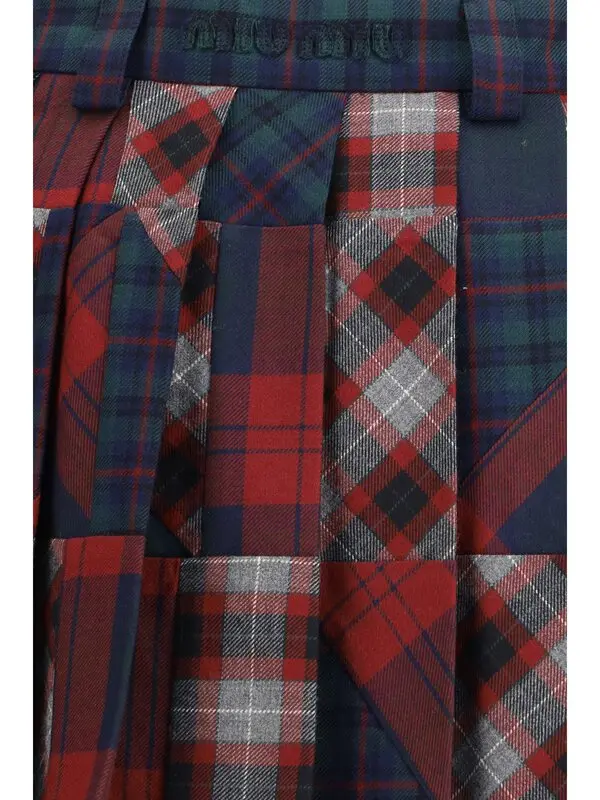 Miu Miu Pleated Patchwork Tartan Mini Skirt - Multicolor