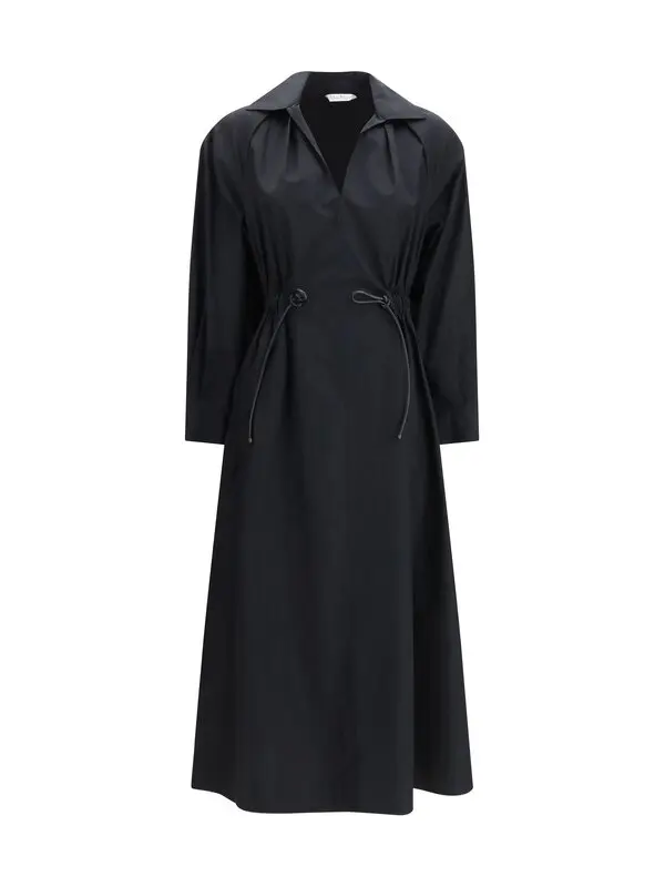Max Mara Pedaggi Midi Dress In Cotton Poplin - Black