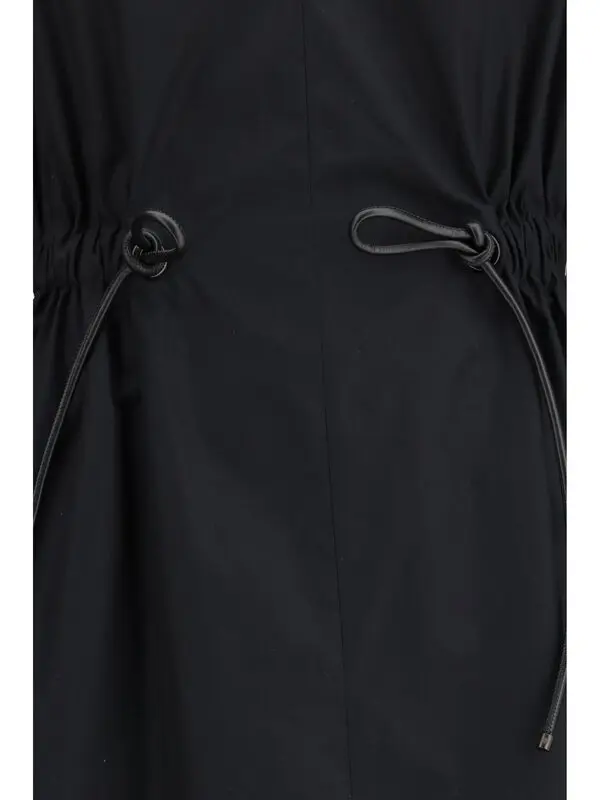 Max Mara Pedaggi Midi Dress In Cotton Poplin - Black