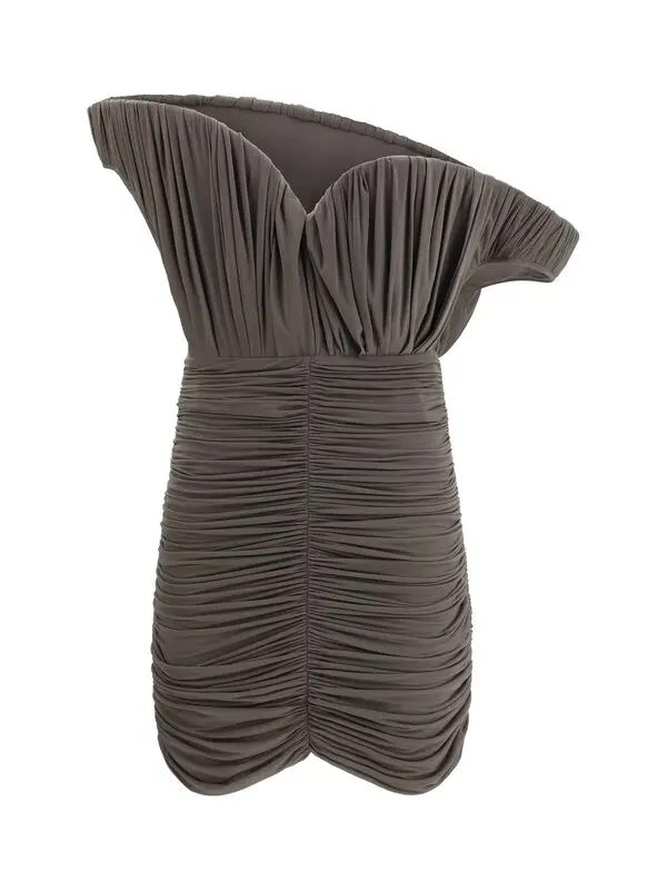 Magda Butrym Asymmetrical Petal Mini Dress - Brown
