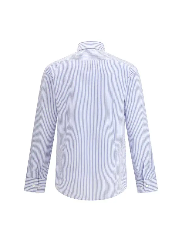 Etro Striped Cotton Shirt With An Embroidered Pegaso Logo On The Chest - Multicolor
