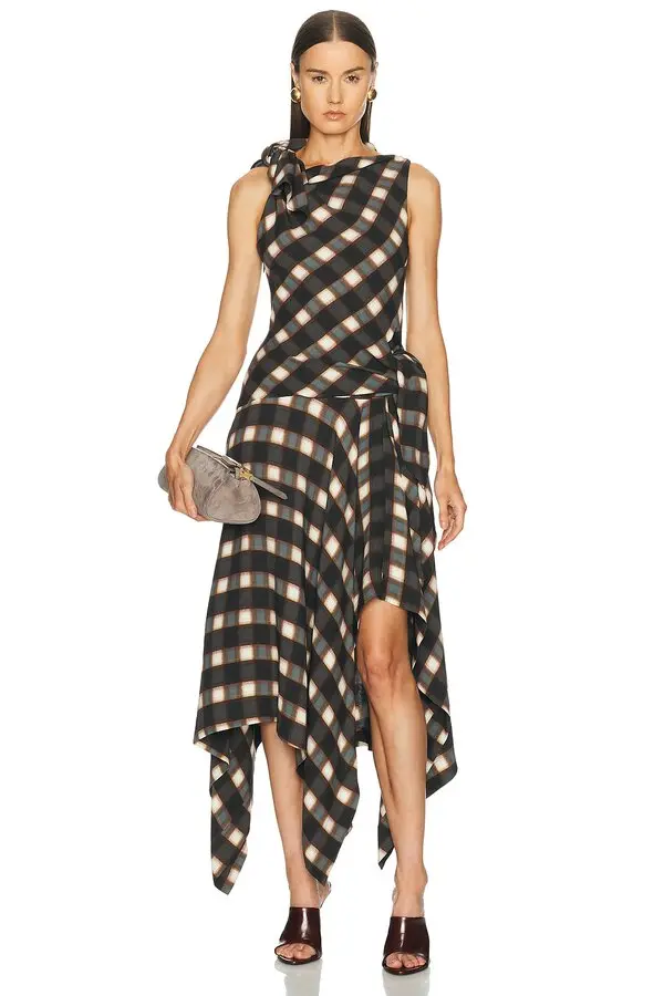 Monse Knotted Midi Dress In Brown