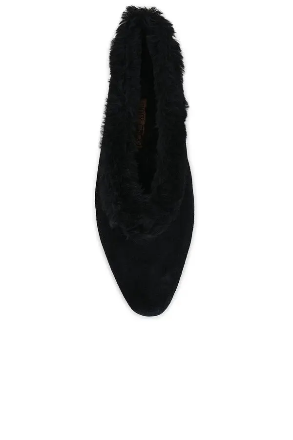 JIMMY CHOO Suede Shearling Margot Flat