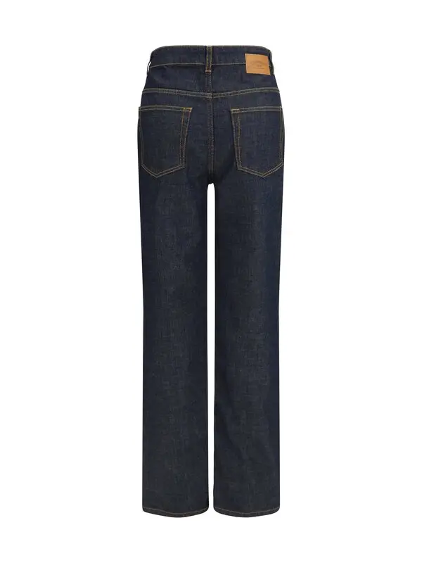 GANNI Slub Denim Fold Jeans - Blue