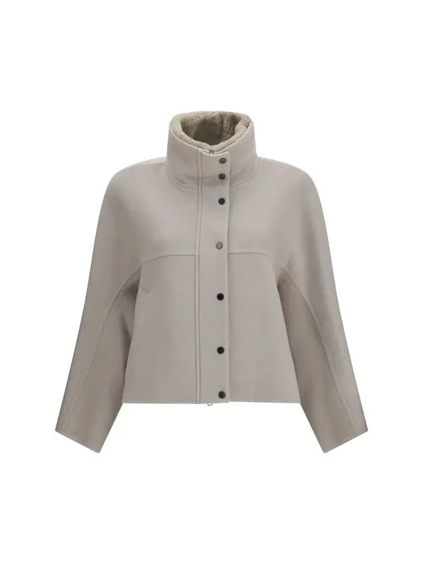 Brunello Cucinelli Double-faced Wool And Cashmere Jacket With Detachable Shearling Insert - Gray