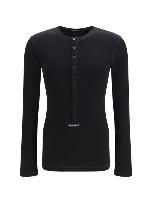 Dolce & Gabbana Ribbed Cotton Henley T-shirt