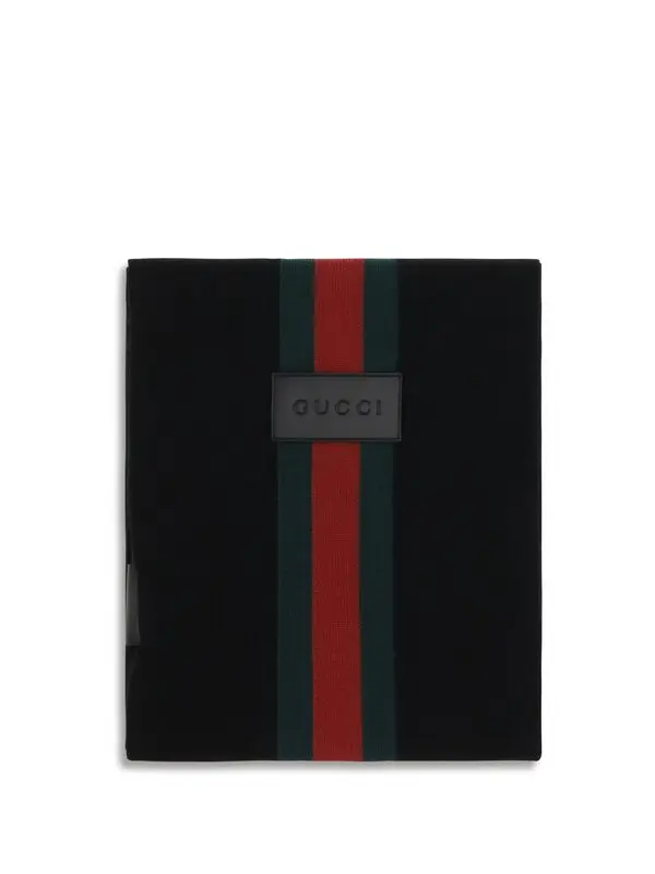 Gucci Wool Scarf With Web Stripe - Black
