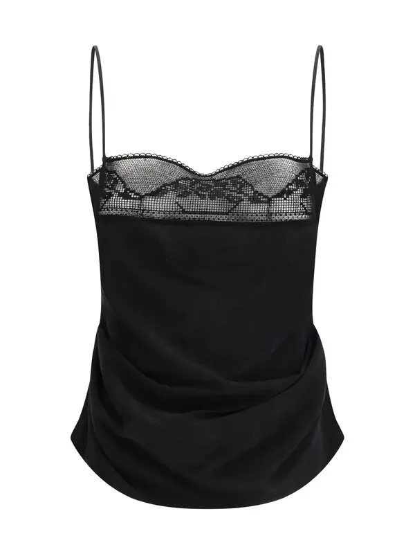 Magda Butrym Silk Draped Top - Black