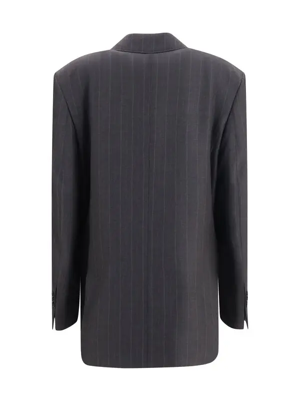 AMI Paris Striped Wool Double Breasted Blazer