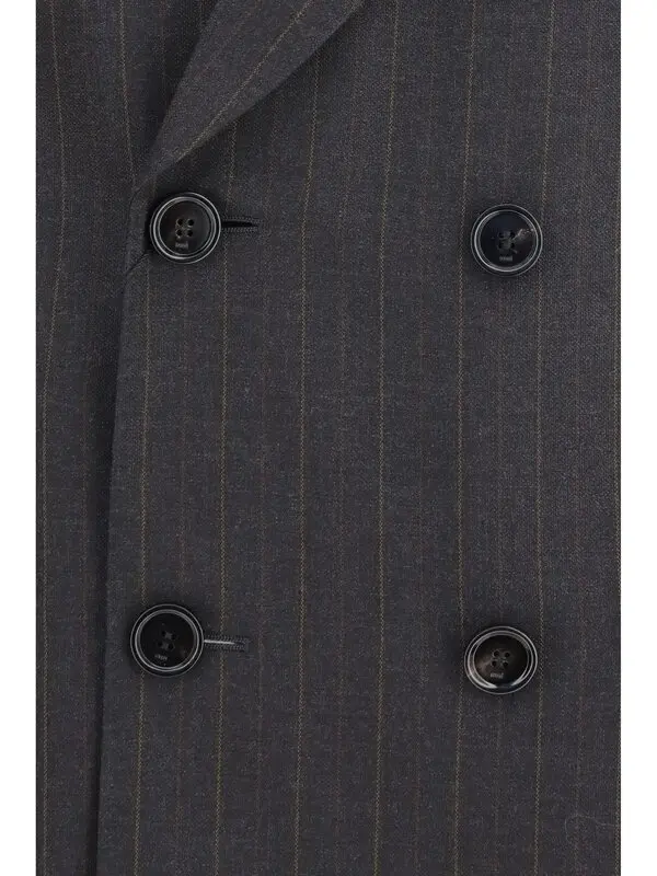 AMI Paris Striped Wool Double Breasted Blazer