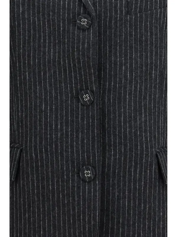 GANNI Pinstripe Wool Blazer