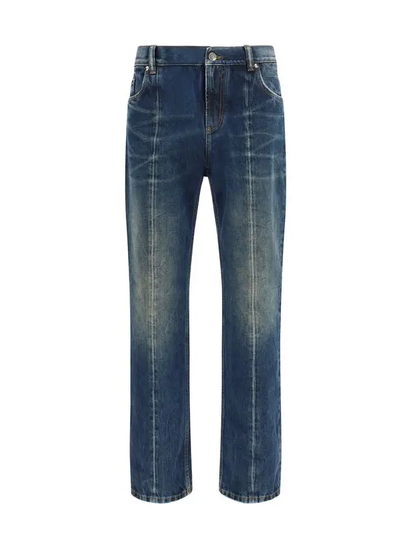 Versace Distressed Straight-leg Jeans