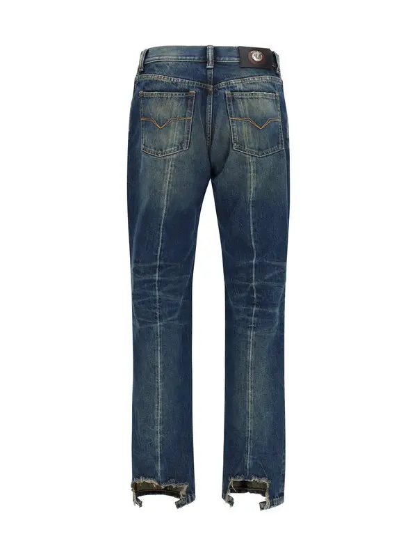 Versace Distressed Straight-leg Jeans