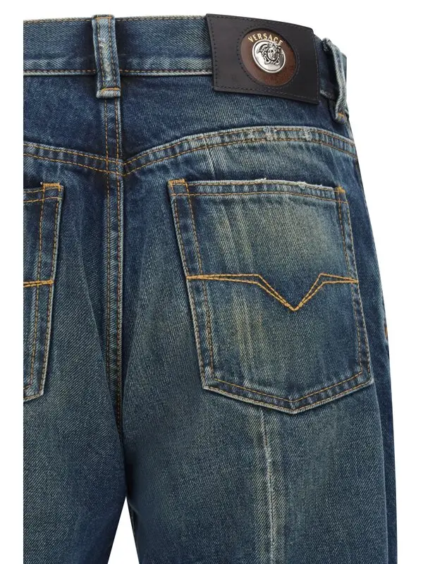Versace Distressed Straight-leg Jeans