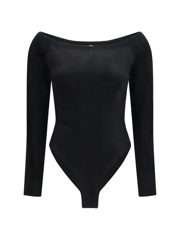 Alaïa Velvet Off-shoulder Bodysuit - Black