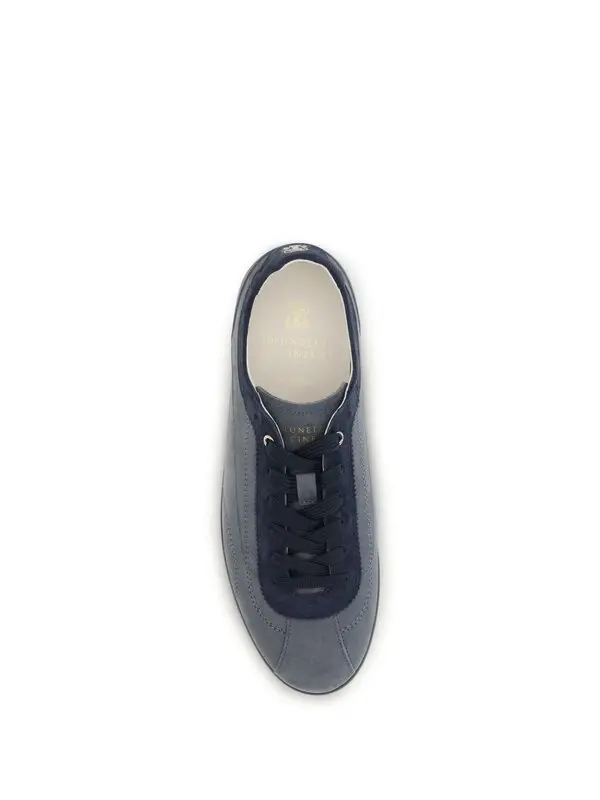 Brunello Cucinelli Nubuck And Suede Sneakers With Slim Sole