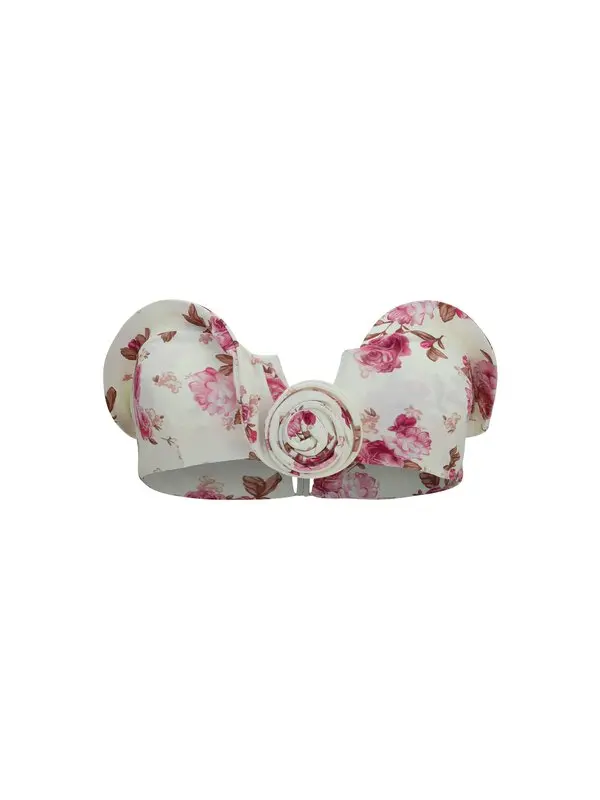 Magda Butrym Sculptural Floral-print Bandeau Swim Top - Multicolor