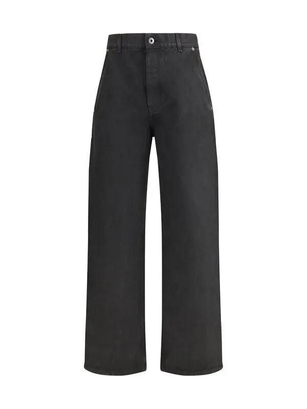 Loewe Baggy Jeans With A Decorative Single Belt Detail - Black