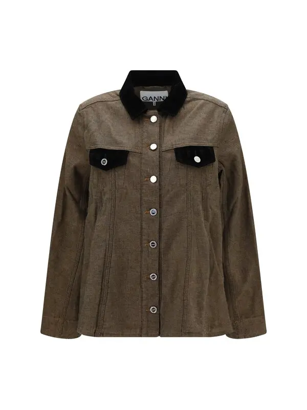 GANNI Neppy Denim Overshirt - Brown