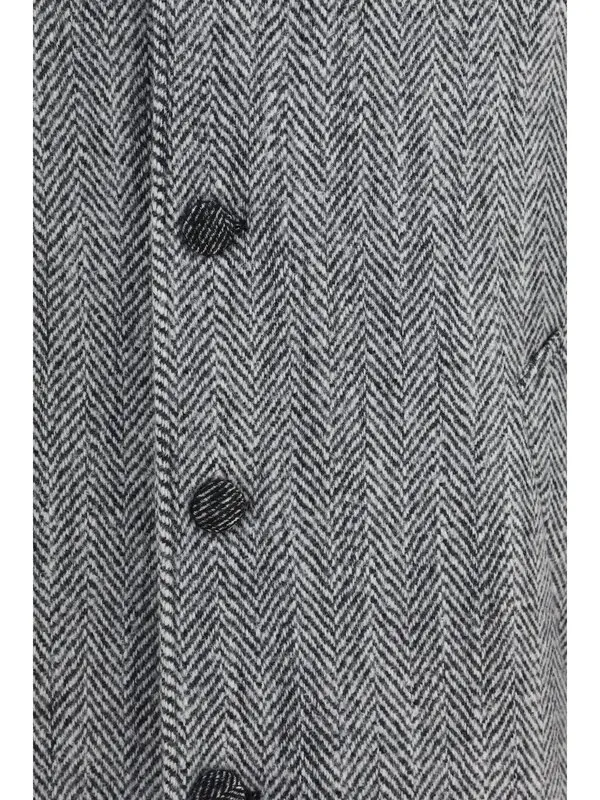 Dolce & Gabbana Chevron Wool-blend Single-breasted Coat - Gray