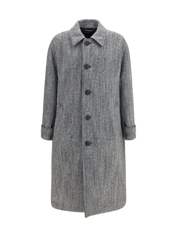 Dolce & Gabbana Chevron Wool-blend Single-breasted Coat - Gray